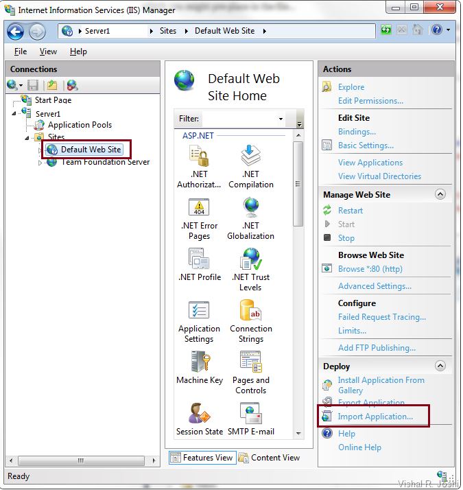 Iis 75 Why Dont I Have Deploy Actions Available In Iis 7 Manager Server Fault